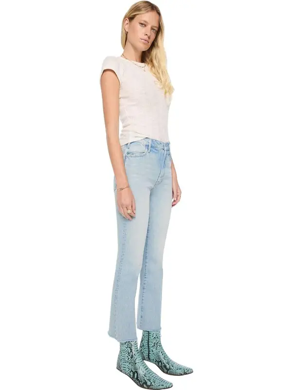 MOTHER The Hustler Flood Fray Out Of This World Jeans - Light Blue