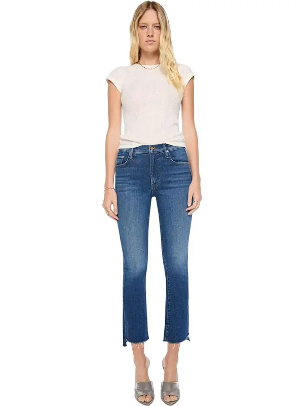 MOTHER The Insider Ankle Step Fray Cosmic Cowgirl Jeans - Blue