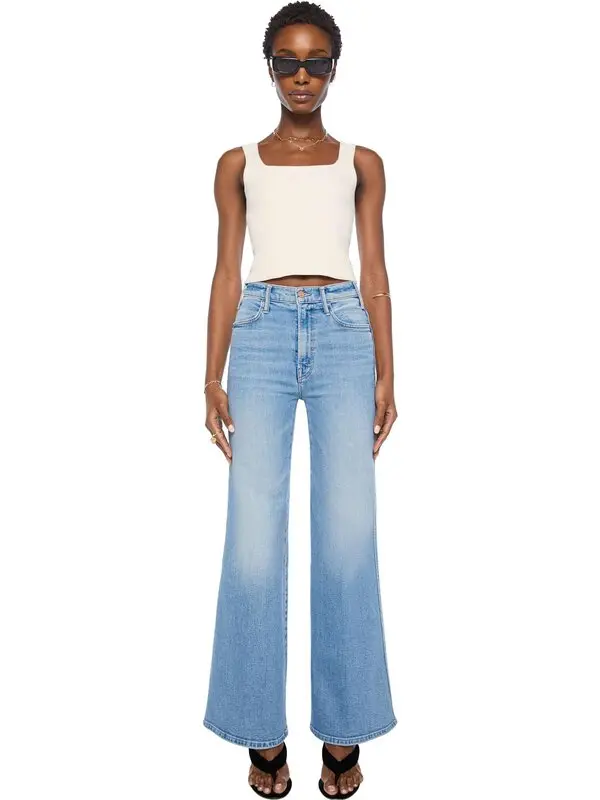 MOTHER The Hustler Roller Double Sneak Saddle Up Jeans - Light Blue