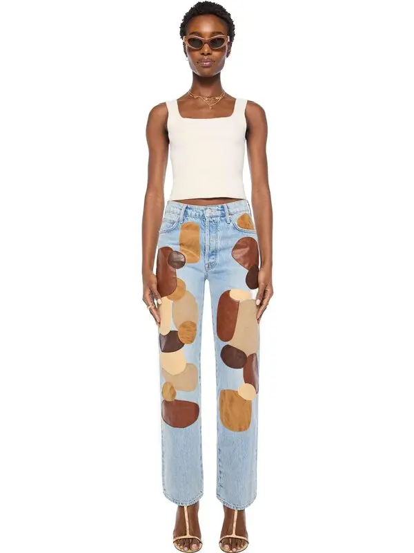 MOTHER The Patched Dialed Back Rambler Jeans - Blue