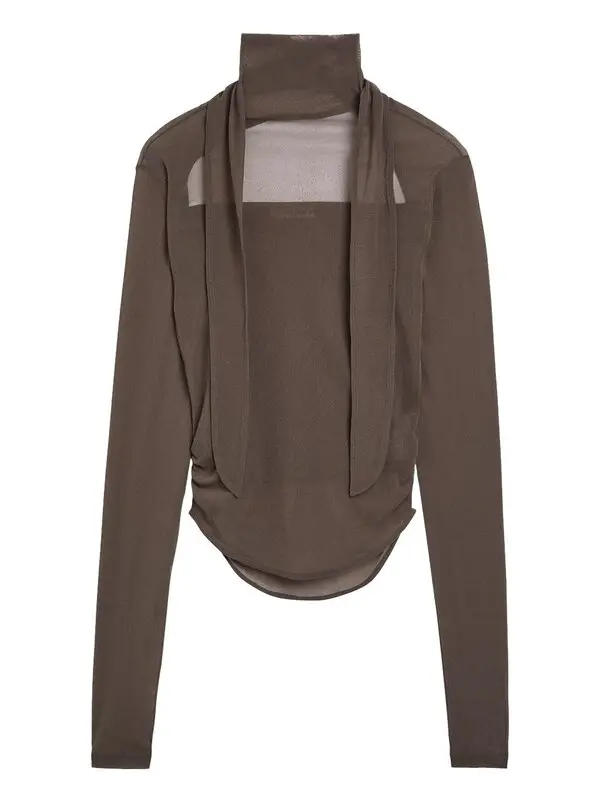 LEMAIRE Ballerina Scarf Mesh Top - Brown
