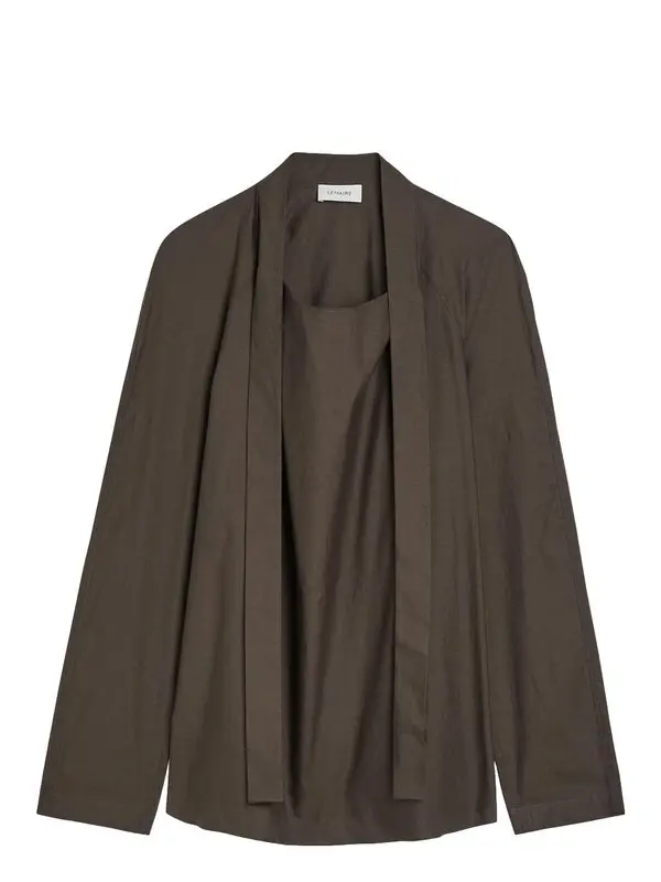 LEMAIRE Ascot Cotton And Silk-blend Blouse - Dark Brown