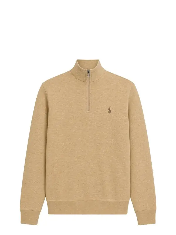 Polo Ralph Lauren Half-zip Logo-embroidered Jersey Sweatshirt - Tan