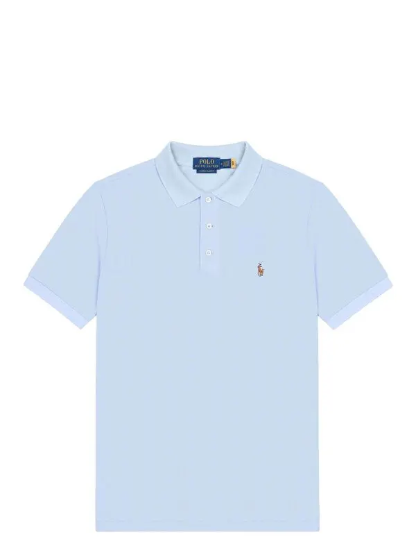Polo Ralph Lauren Logo-embroidered Piqué Stretch-cotton Polo Shirt - Mid Blu