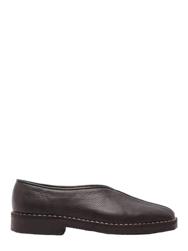 LEMAIRE Grained Leather Slipper Flats - Brown