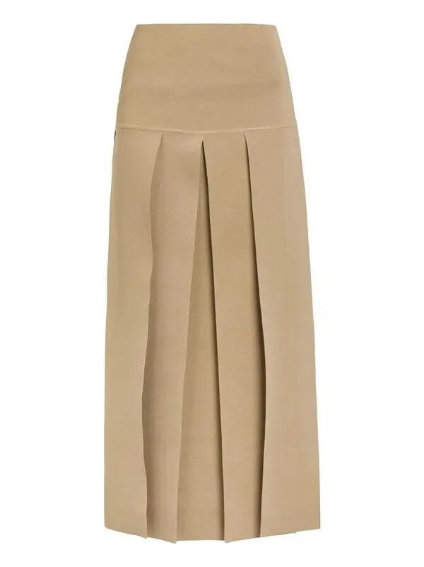 Alaïa Pleated Stretch Fine-knit Midi Skirt - Beige