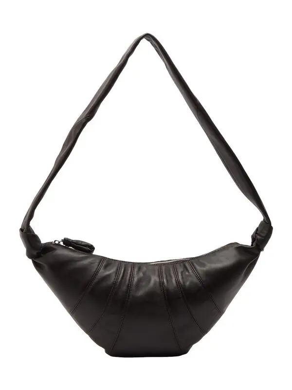 LEMAIRE Croissant Medium Grained Leather Shoulder Bag - Dark Brown