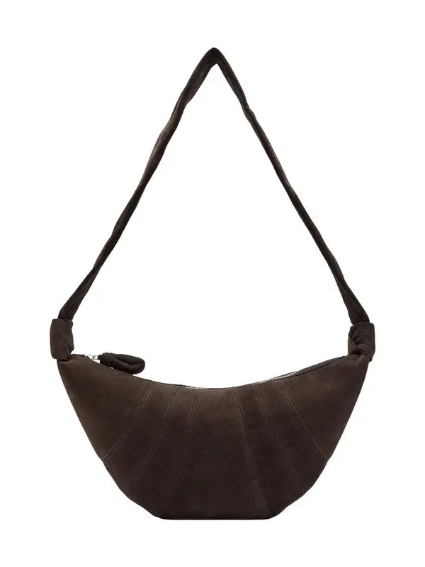 LEMAIRE Croissant Medium Nubuck Shoulder Bag - Brown