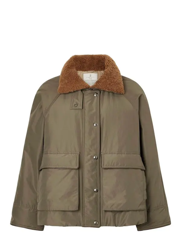 Brunello Cucinelli Shearling-trimmed Padded Cotton-blend Down Jacket - Green
