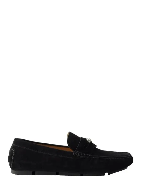Versace Suede Penny Loafers - Black