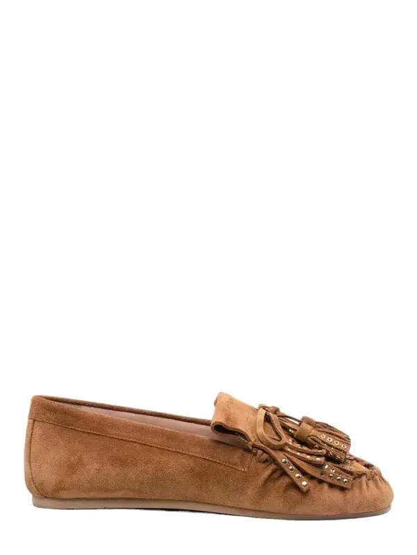 STUART WEITZMAN Embellished Tassel Loafers - Brown