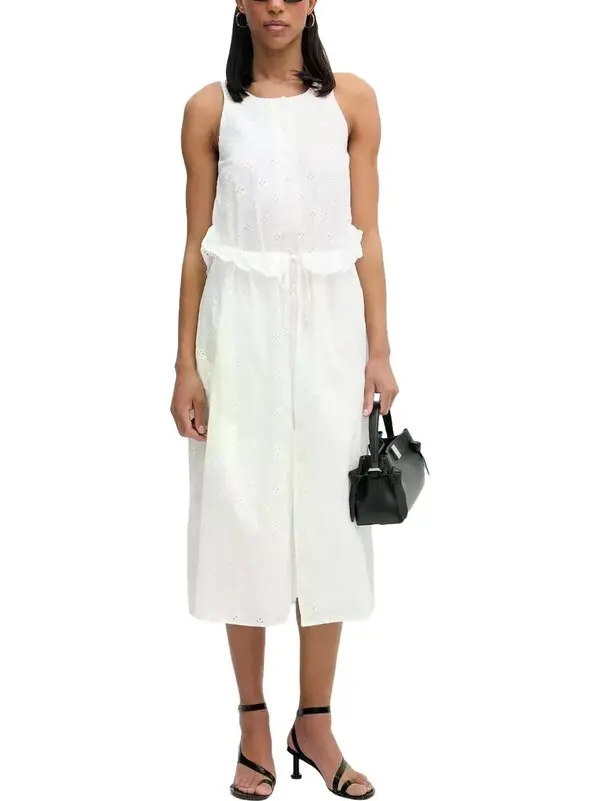 ISABELLE BLANCHE Broderie-anglaise Ruffled Midi Dress - White