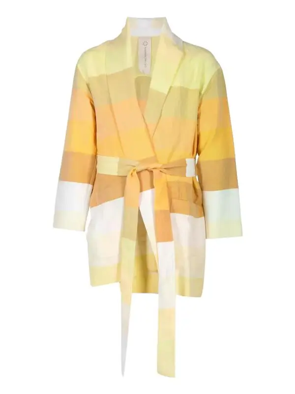 MARRAKSHI LIFE Stripe-pattern Belted Jacket - Yellow