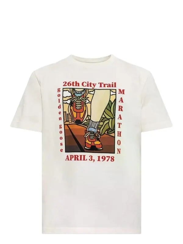 GOLDEN GOOSE Graphic Print Cotton T-shirt - Neutrals