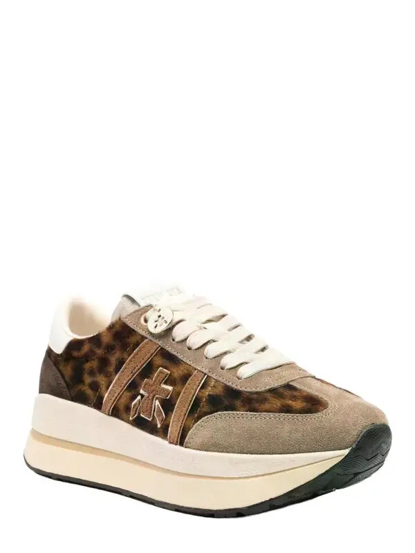 Premiata Beth Leopard-print Lace-up Sneakers - Brown