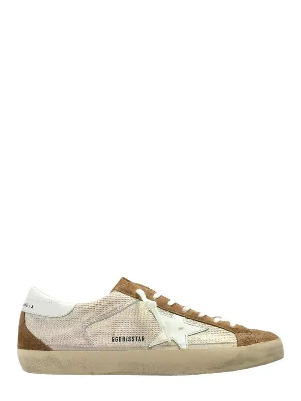 GOLDEN GOOSE Super-star Sneakers With Suede Panels And Textured Knit - Neutrals