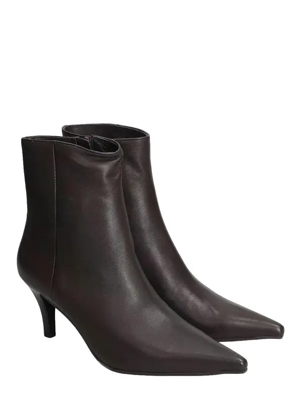 Lola Cruz Pointed Toe Zip Up Ankle Boots - Brown