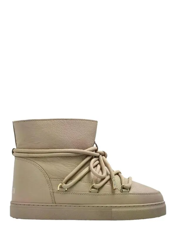 Inuikii Lace-up Leather Sneakers With Lambswool Lining - Neutrals