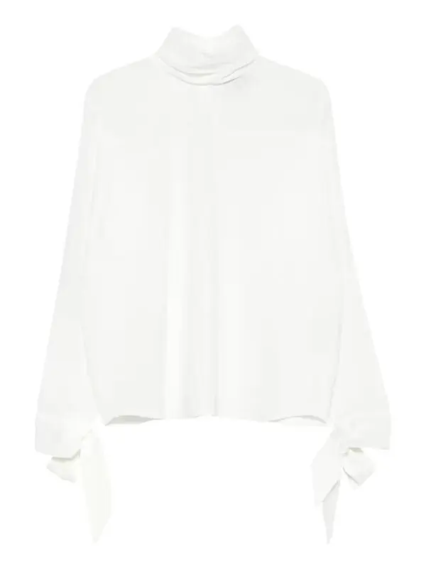 Emporio Armani High-neck Blouse With Bow Detail Cuffs - White