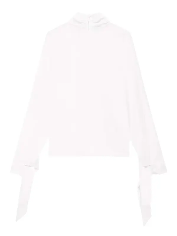 Emporio Armani High-neck Blouse With Bow Detail Cuffs - White