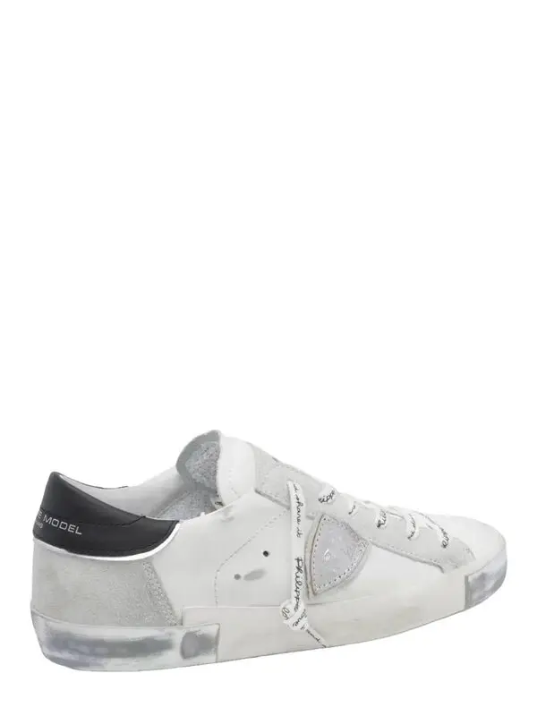 Philippe Model Prsx Logo Patch Leather Sneakers - White