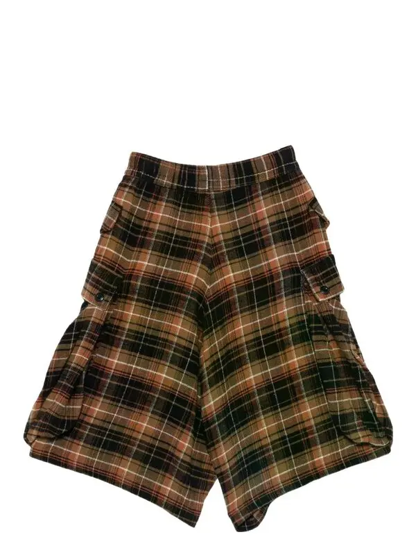 R13 Check-pattern Cargo Shorts - Brown