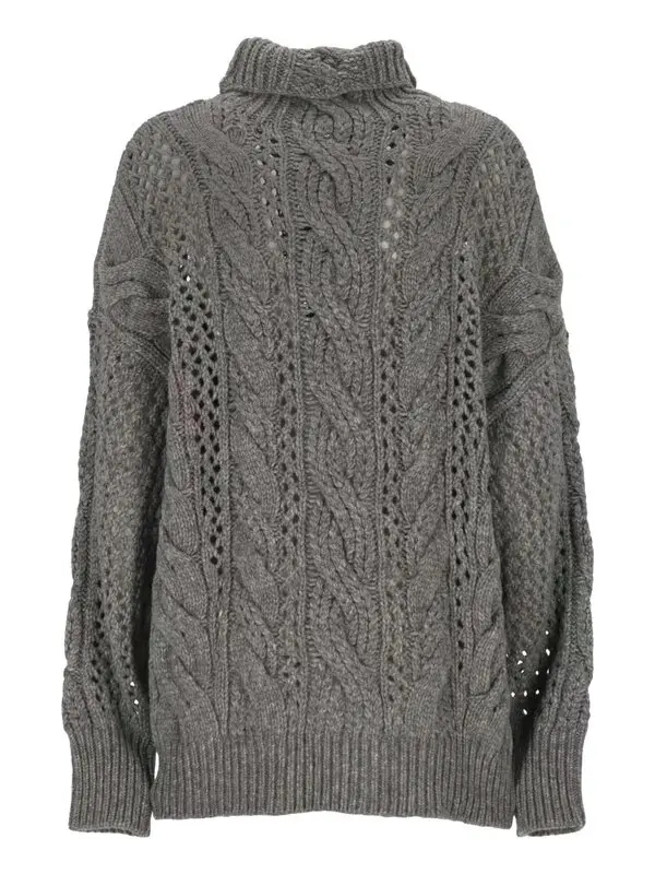 Sportmax Cable Knit Roll-neck Sweater - Grey