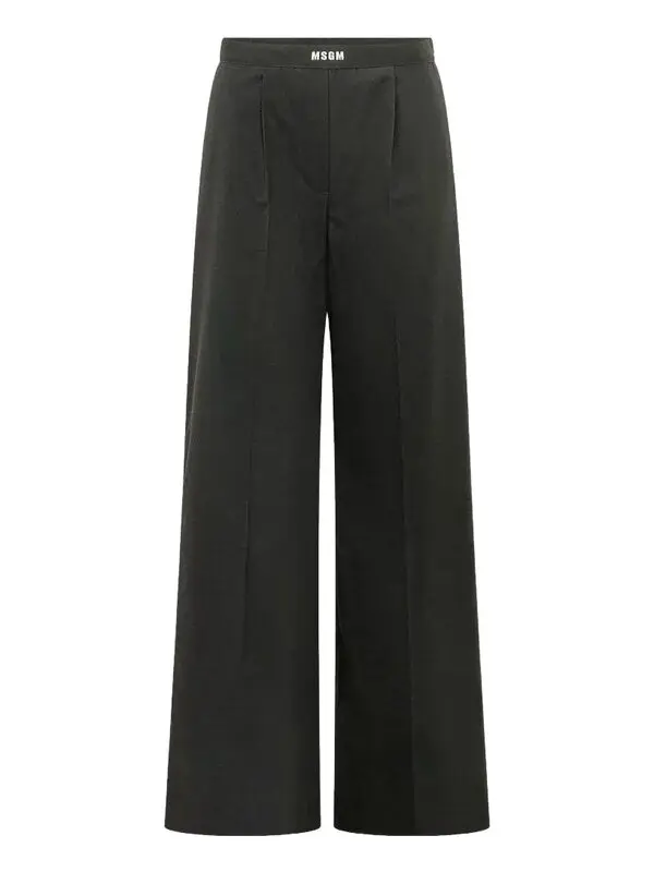 MSGM Logo Print Wide-leg Trousers - Black