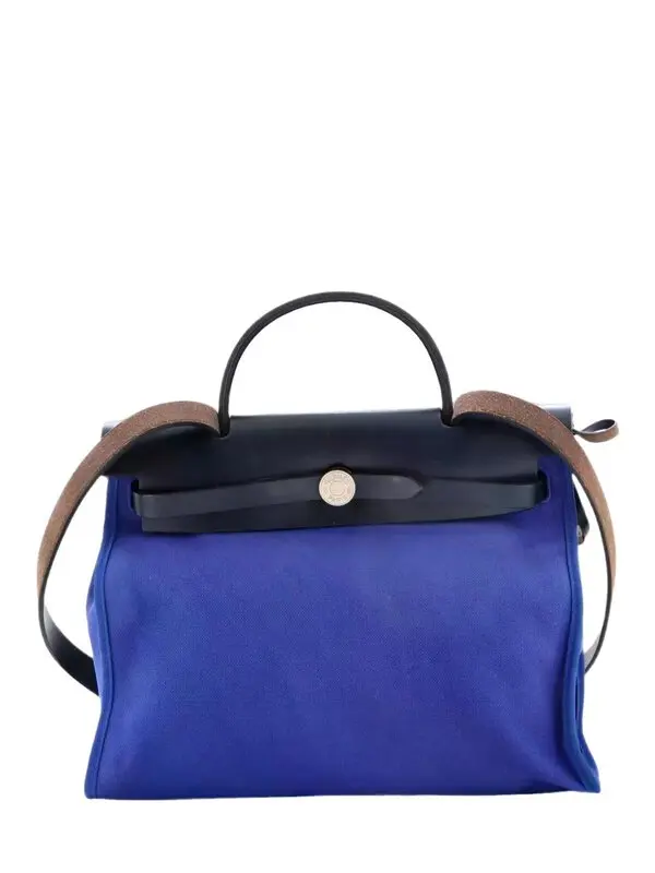 Hermès Herbag Zip Leather And Toile 31 Shoulder Bag - Blue