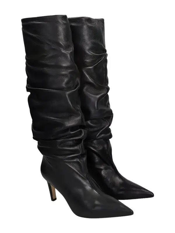 THE SELLER Ruched Pointed-toe Stiletto Boots - Black