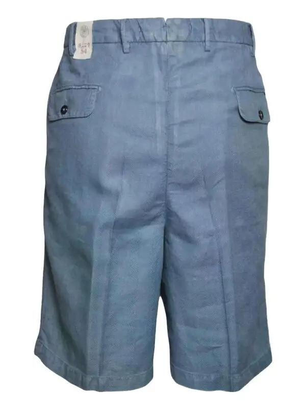 L.B.M. 1911 Pleated Herringbone Tailored Shorts - Blue