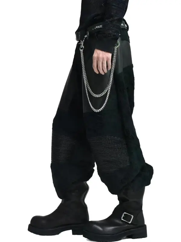 FILTH Distressed Panelled Trousers - Black