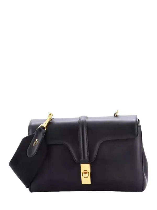Celine Soft 16 Bag Smooth Calfskin Shoulder Bag - Black