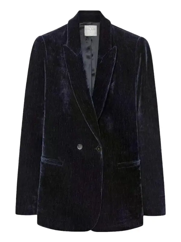 FORTE_FORTE Double-breasted Velvet Blazer - Blue