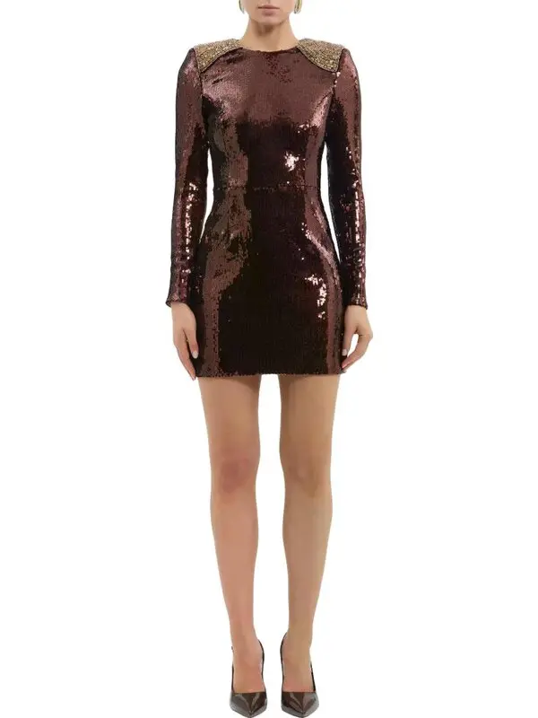 Rebecca Vallance Glimmer Sequin And Diamante Mini Dress - Brown