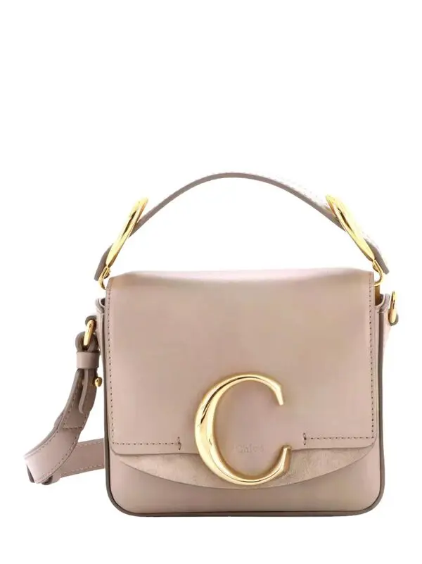 Chloé C Double Carry Leather Mini Shoulder Bag - Neutrals