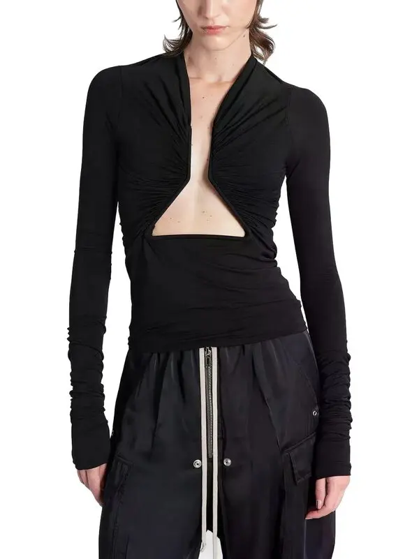Rick Owens Ruched Cutout Top - Black