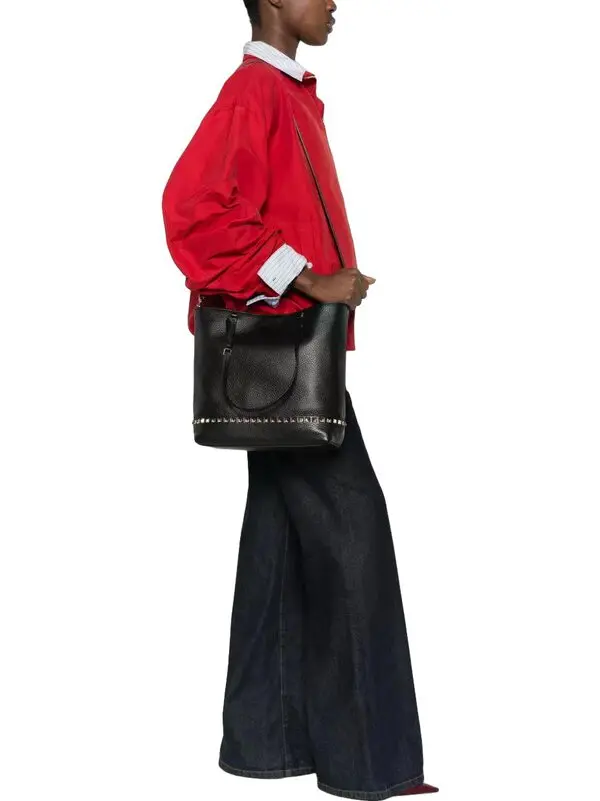 Valentino Garavani Rockstud Pebbled Tote Bag - Black