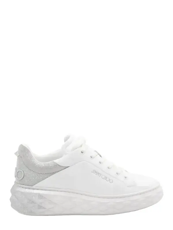 JIMMY CHOO Diamond Maxi F Ii & Silver Nappa-leather Glitter Trainers - White