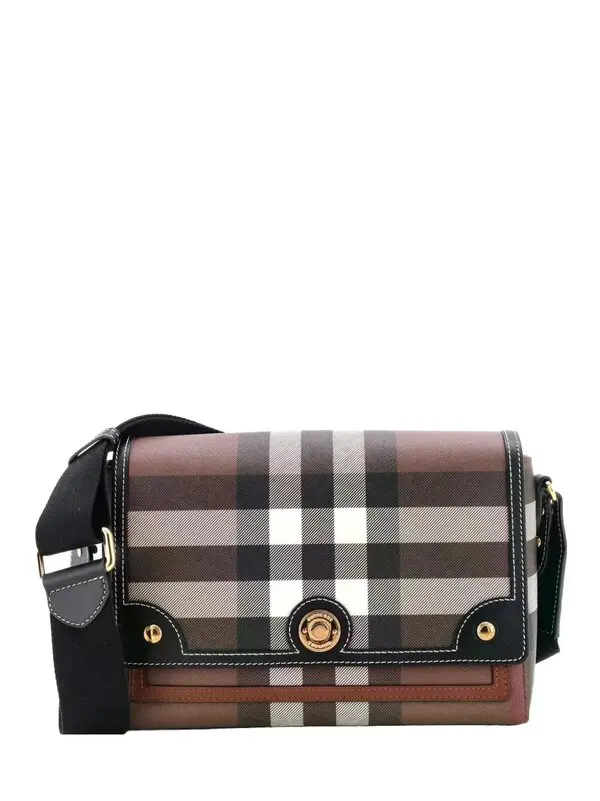 Burberry Check Canvas And Leather Medium Crossbody Bag - Black