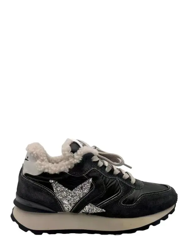 VOILE BLANCHE Paris Star Glitter-patch Sneakers - Black
