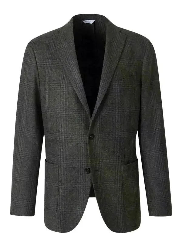 Boglioli Check-pattern Notched-lapel Blazer - Green