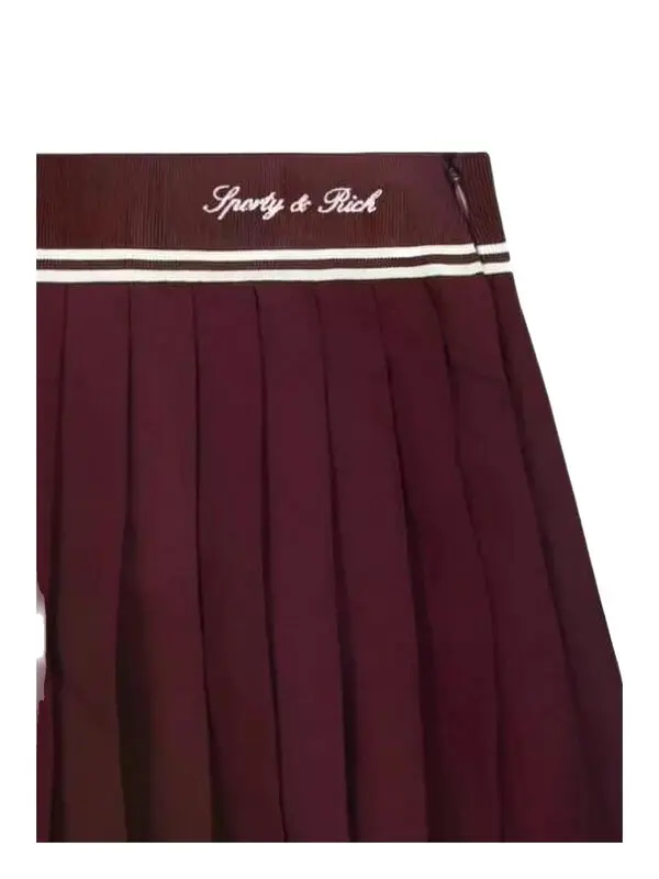 SPORTY & RICH Abigail Pleated Logo-print Mini Skirt - Red