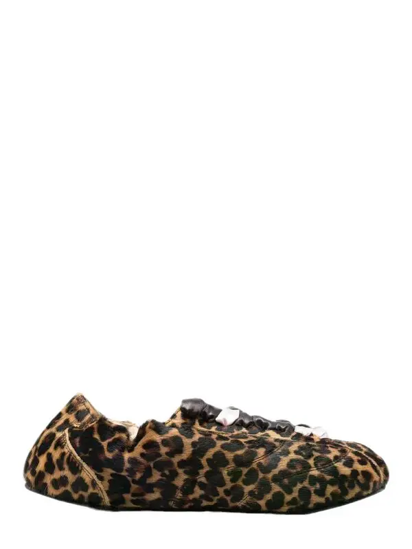 Repetto Leopard-print Lace-up Ballet Flats - Brown