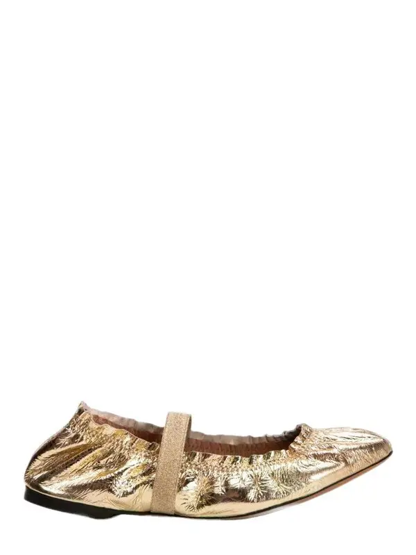 ODISSI Flora Elasticated Ruched Ballet Flats - Gold