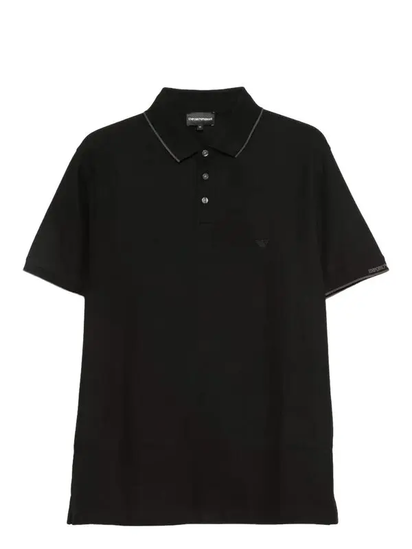 Emporio Armani Logo-embroidered Contrast-trim Polo Shirt - Black