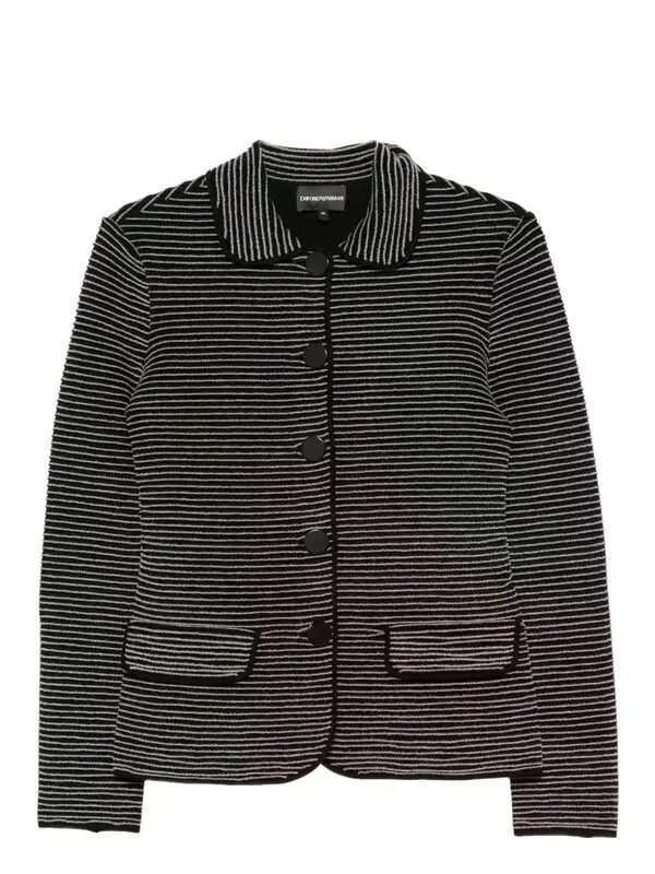 Emporio Armani Striped Button-up Jacket - Black