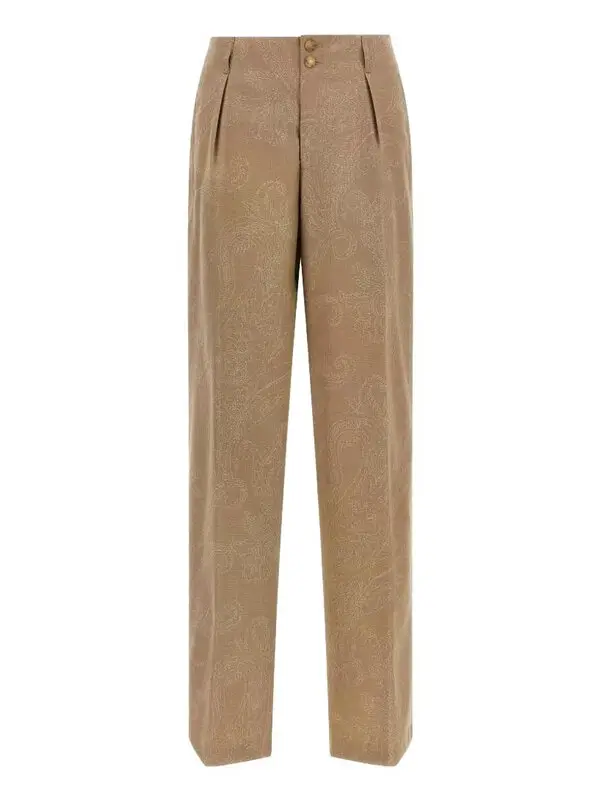 Etro Paisley Jacquard Trousers - Neutrals