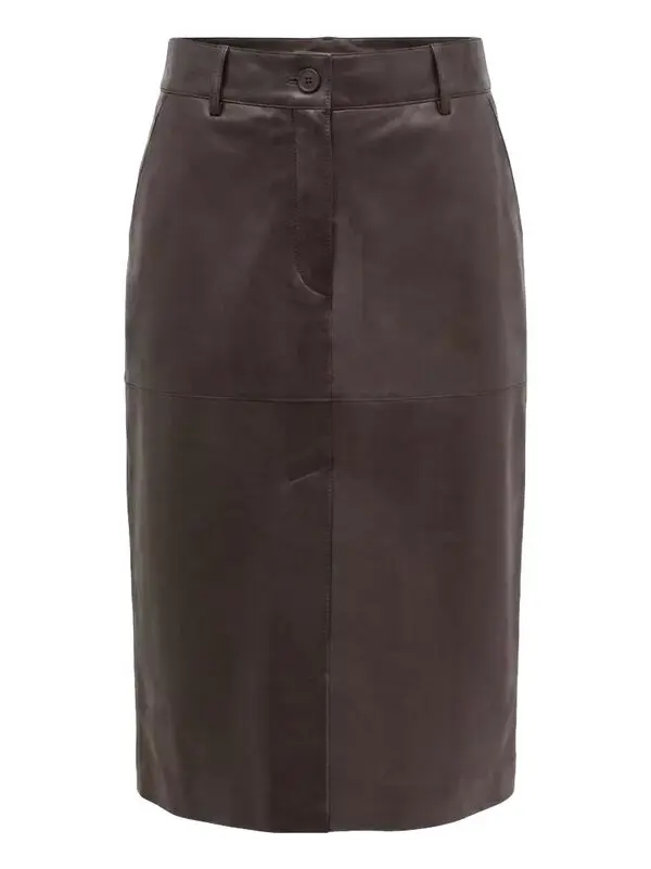 P.a.r.o.s.h Panelled Calf Leather Midi Skirt - Brown