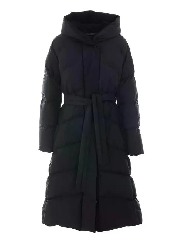 MOORER Hooded Padded Coat With Belted Waist - Black